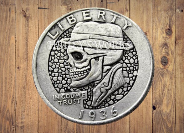 Hobo Quarter Washington Skull Skeleton Silver Casted US - Etsy España