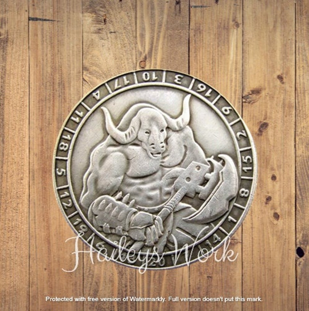 Hobo Nickel Coin Minotaur Greek D&D Game Fantasy Morgan Dollar Silver ...