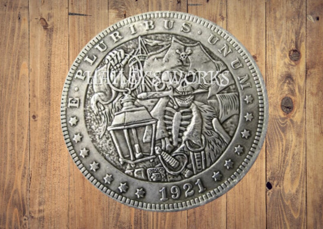 New Hobo Nickel Skull Pirate Treasure Lamp Vintage Captain Morgan ...