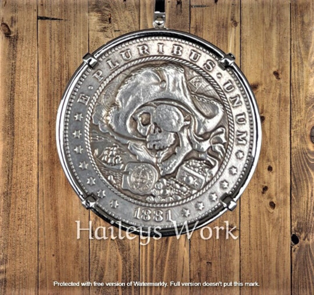 Hobo Coin Necklace Skull Pirate Skeleton Treasure Navy Military Morgan ...