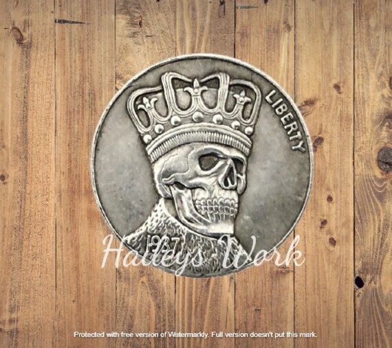 Skull King Hobo Nickel Satan Lucifer Crown Medieval Skeleton | Etsy