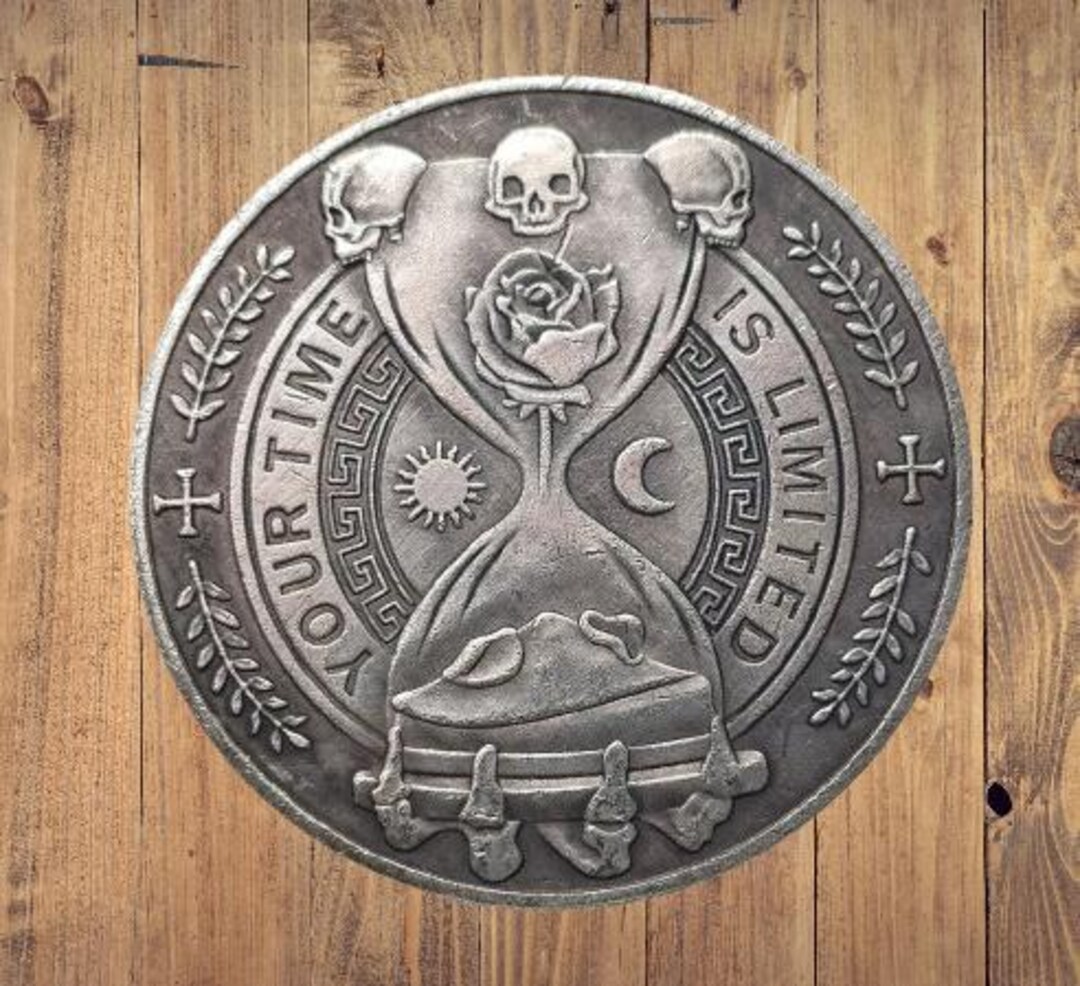 Hobo Nickel Hourglass Skull Your Time is Limited Memento Mori Morgan ...