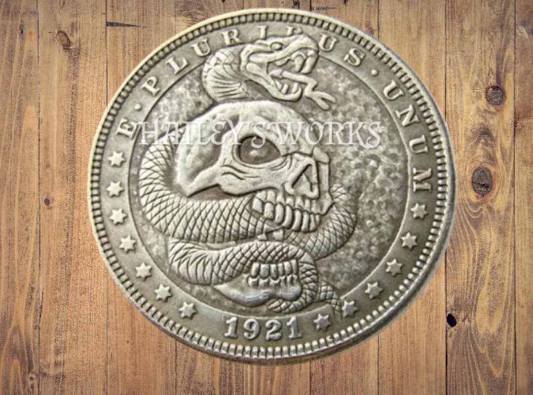 Hobo Nickel Skull Viper Snake Skeleton Wild Animal Morgan Dollar Silver ...