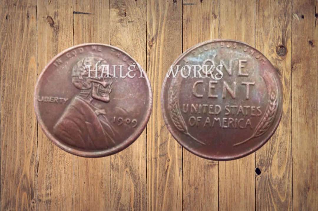 Hobo Nickel Lincoln Wheat Penny Skull Skeleton One Cent Copper Casted ...