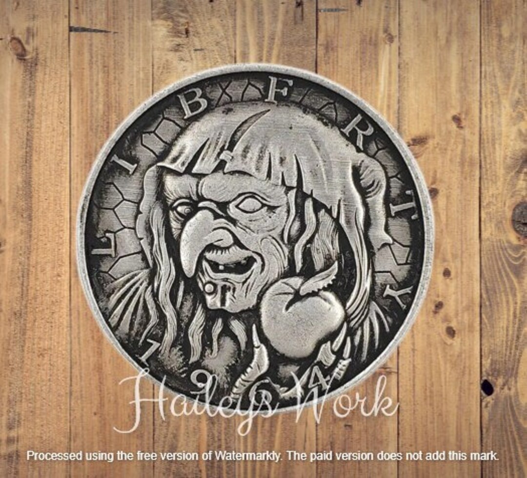 Hobo Coin Snow White Evil Witch Holding a Apple From Grimm Fairly Tales ...