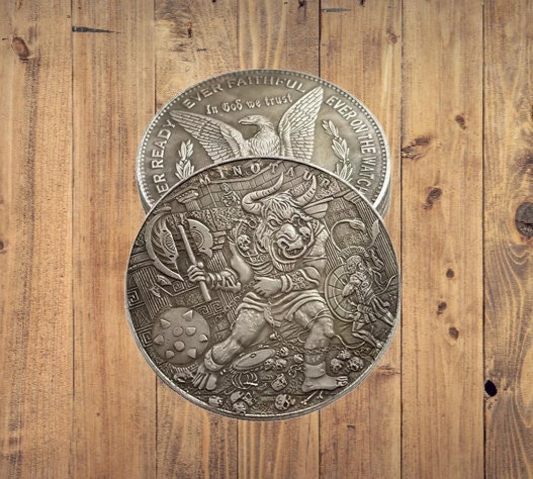 Hobo Coin Minotaur Greek Mythology Monster Bull Fantasy American Dollar ...
