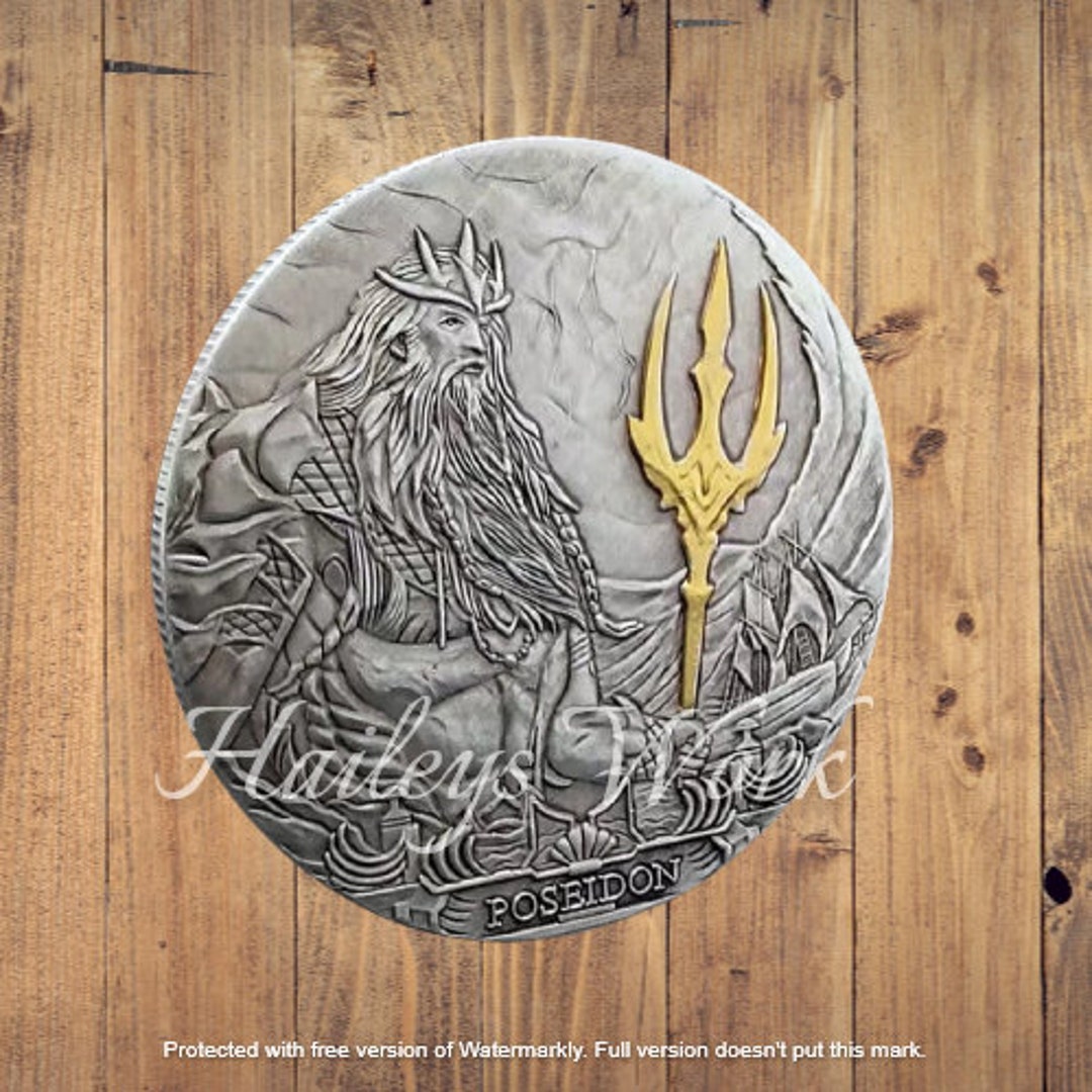 Hobo Coin Poseidon God of the Sea Roman Greek Mythology Gold Trident ...