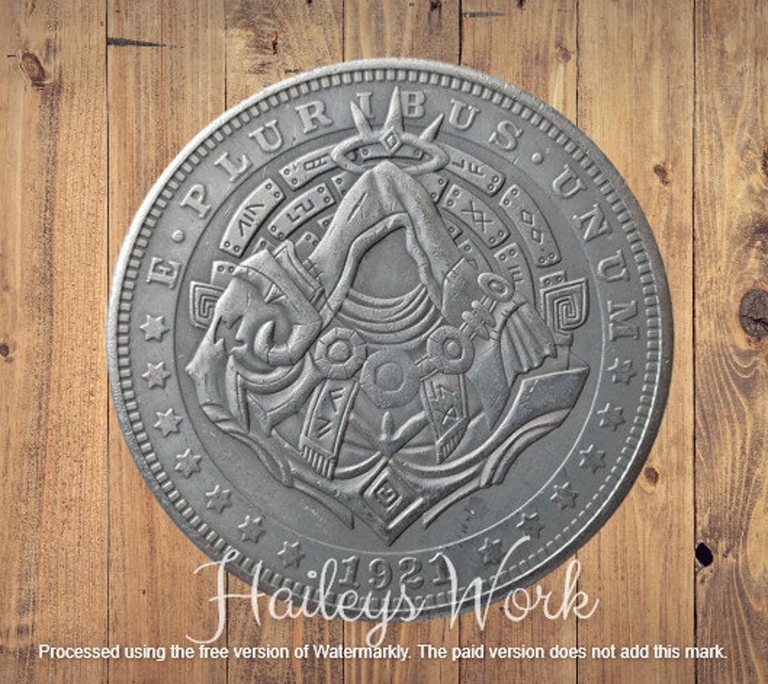 Hobo Nickel Coin Cloaked Assassin Medieval Fantasy Morgan Dollar Silver ...