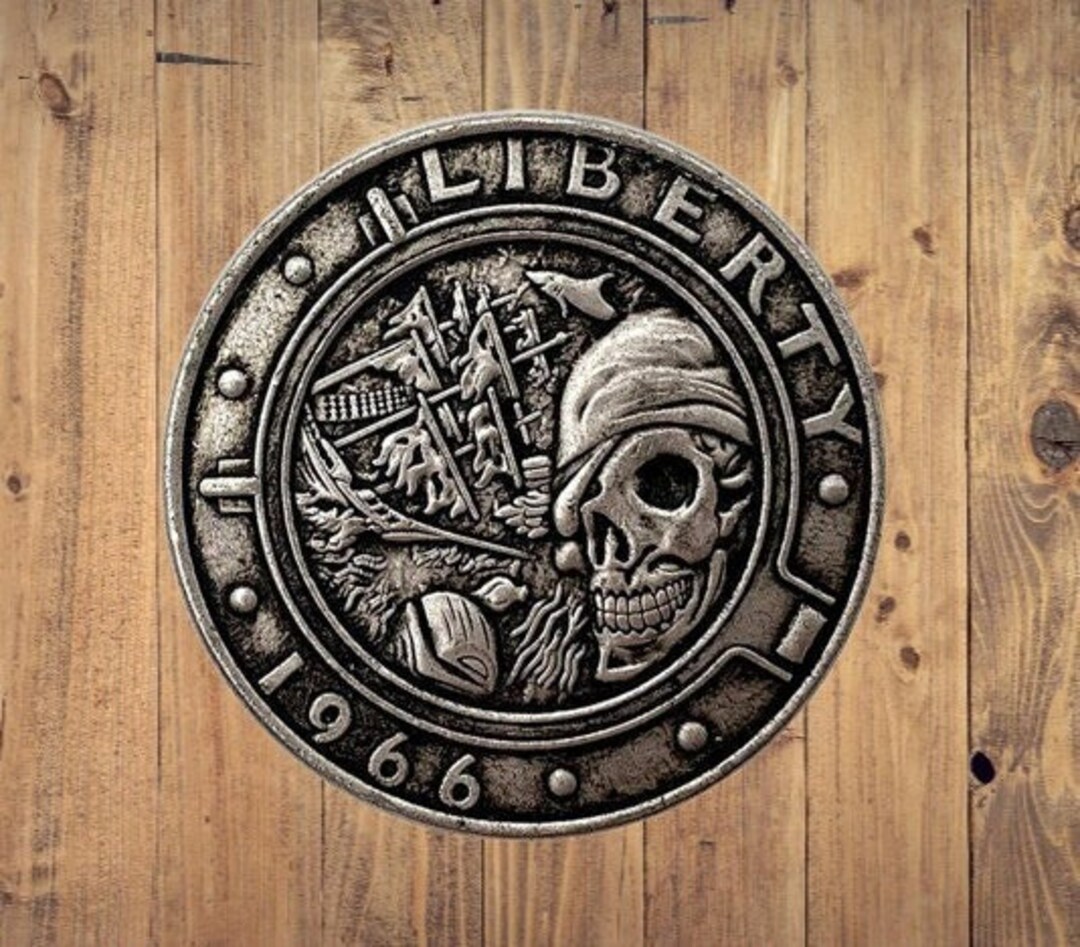 Hobo Coin Skull Pirate Treasure Island Ocean Skeleton Fantasy American ...