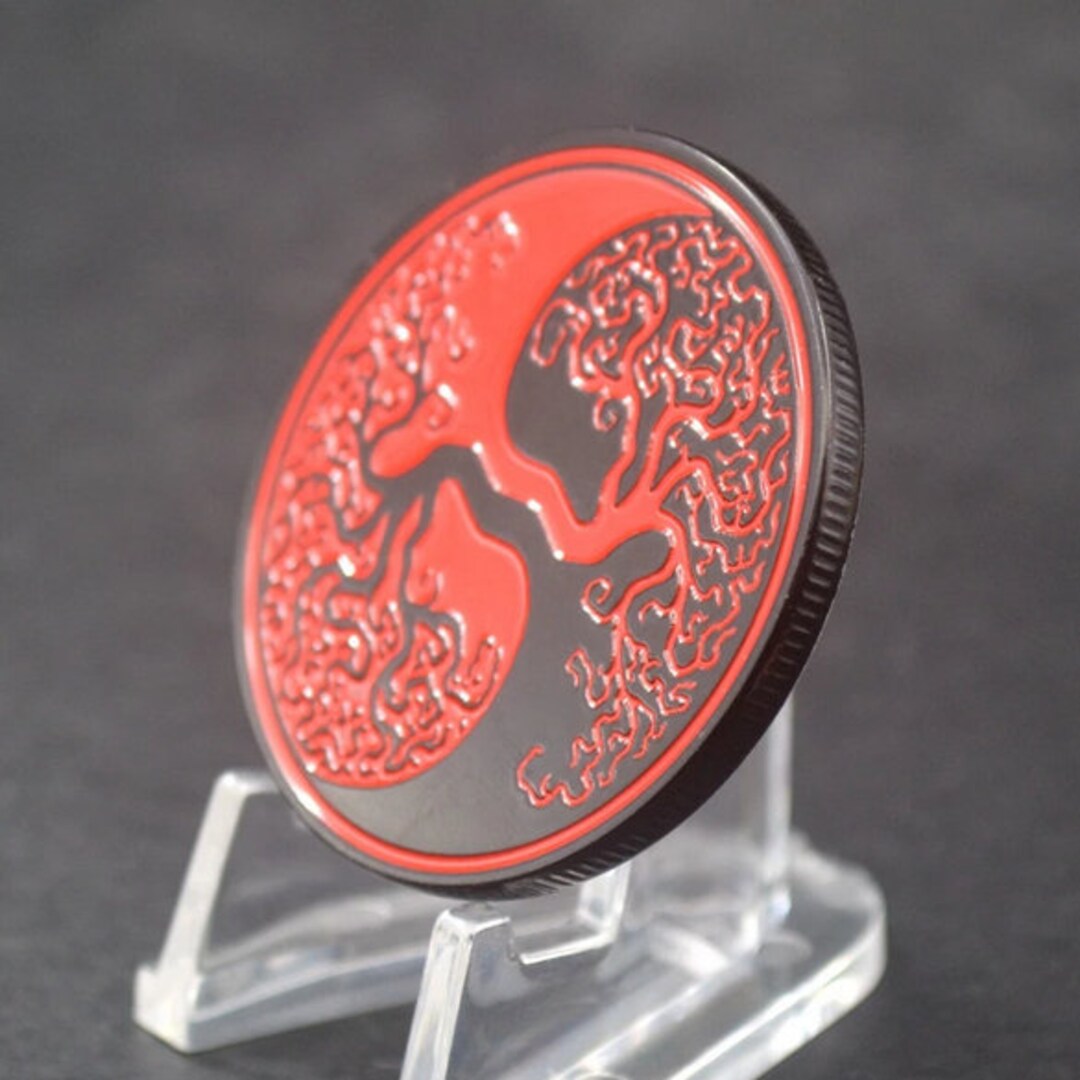 Black & Red Tree of Life Tai Chi Lucky Coin Medieval Collectible Magic ...