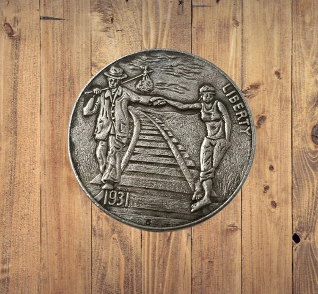 Hobo Coin Homeless Couple Waking on Railroad Tracks Lover Fantasy ...