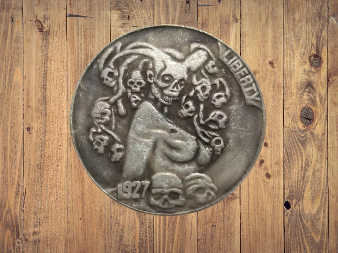 Hobo Nickel Medusa Greek God Goddess Snake Hair Skull Buffalo Silver ...