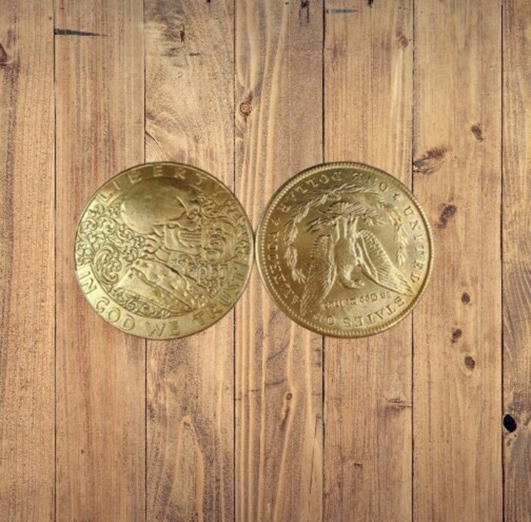 Gold Hobo Coin Skull President Goth America Skeleton American Dollar US ...