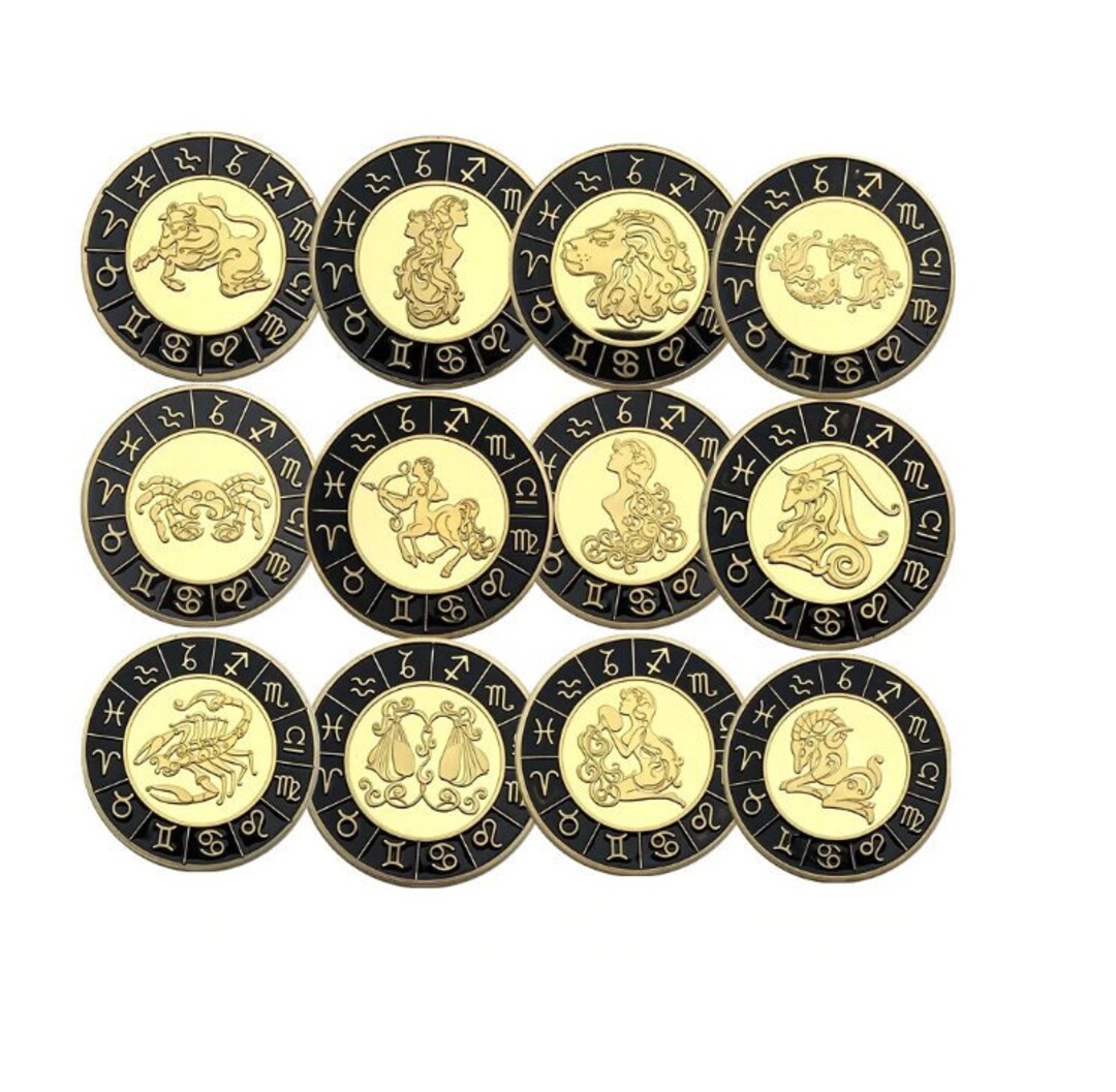 Set of 12 Horoscope Zodiac Coin Capricorn, Aquarius, Cancer, Gemini ...