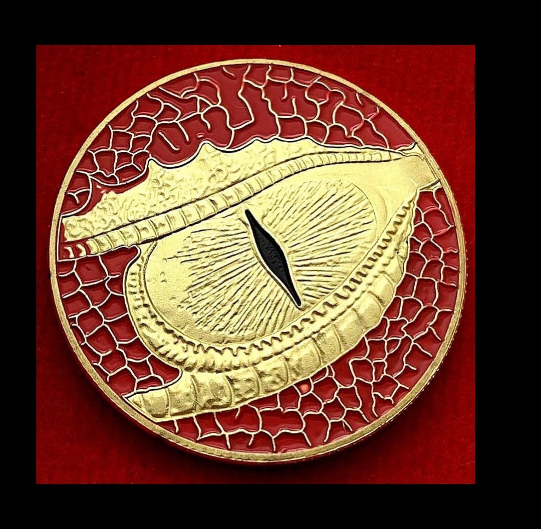 Large Red Dragon Coin Medieval Norse Collectible Magic Souvenir Gold ...
