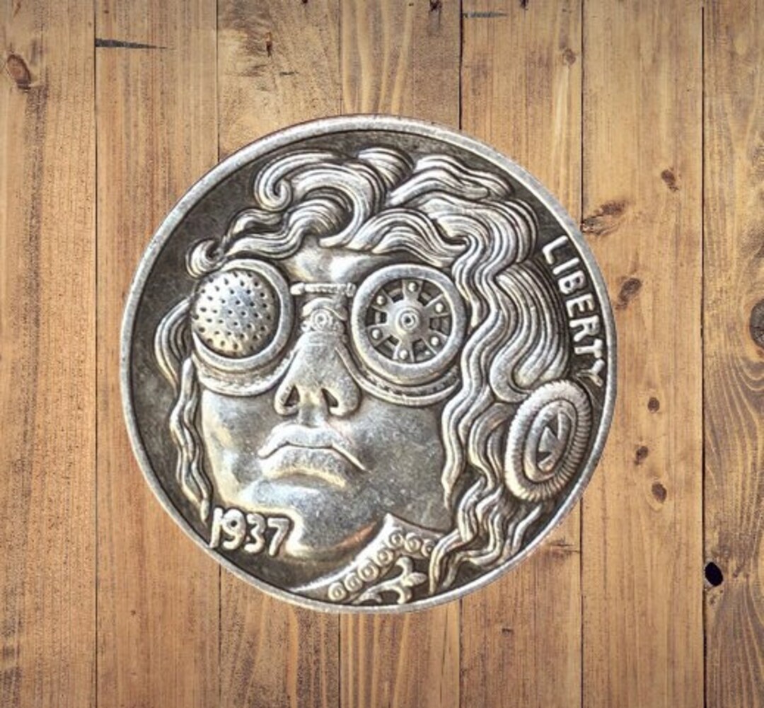 Hobo Nickel Coin Steampunk Kid Gear Head Cosplay Buffalo Silver Casted ...