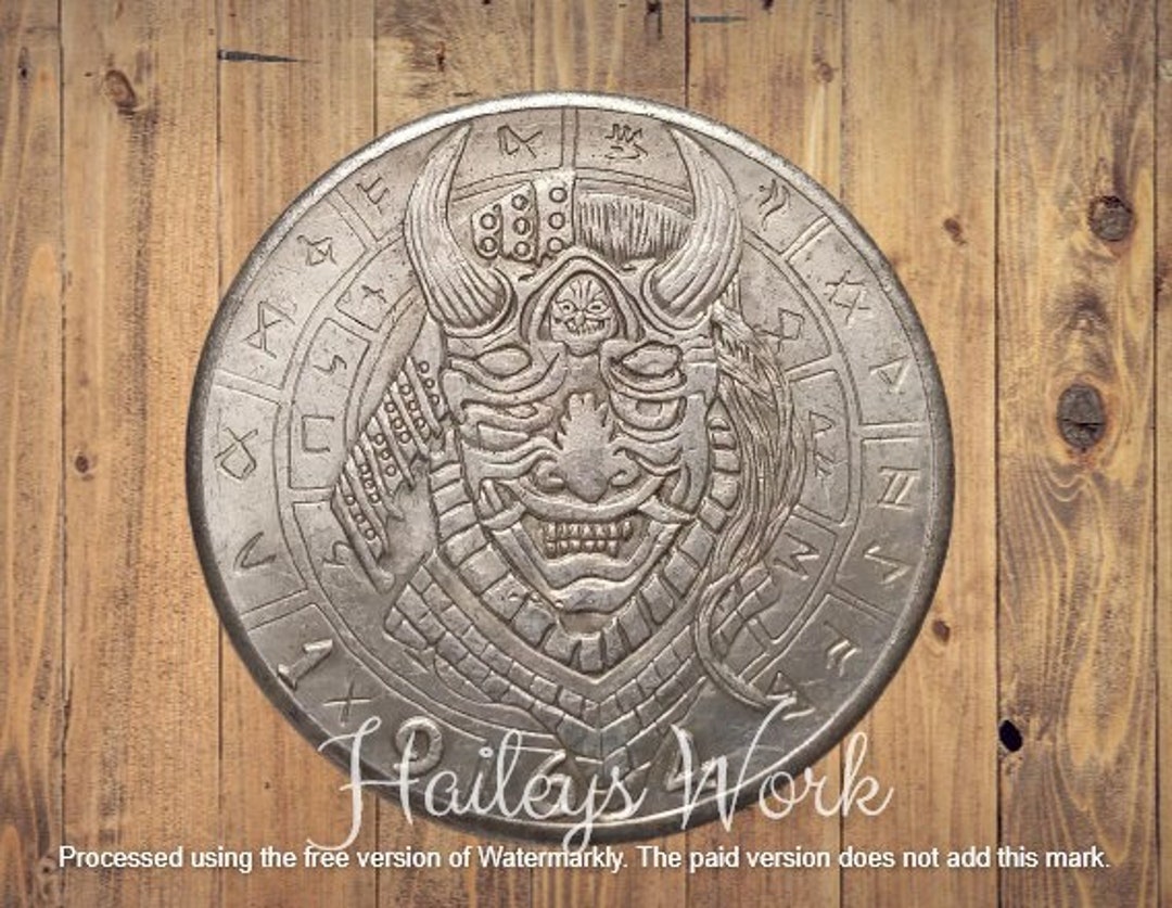 1964 Hobo Coin Skull Japanese Samurai Warrior Silver US American Half ...