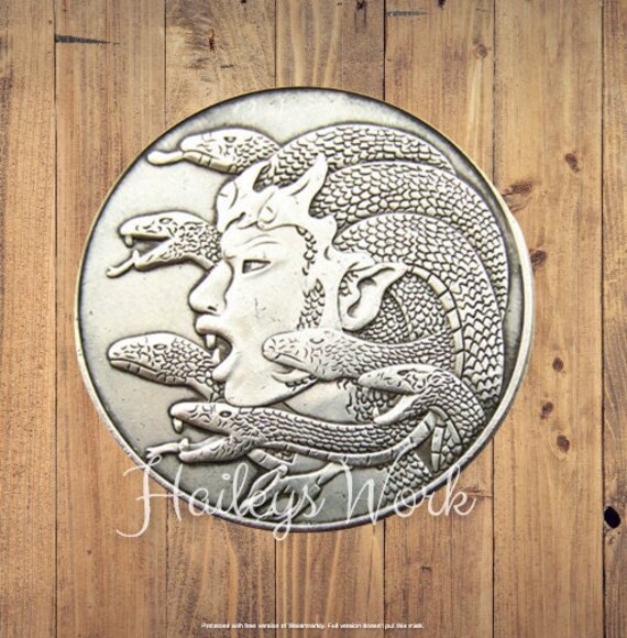 Hobo Coin Medusa Greek God Demon Knight Medieval Game Vintage - Etsy