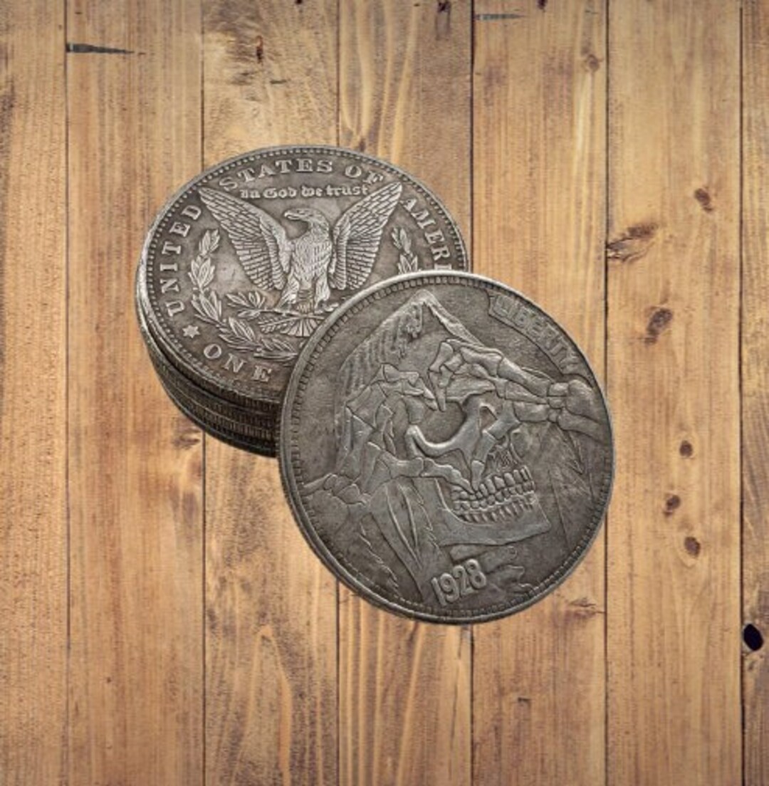 Hobo Coin Skull Make Heart Skeleton Evil Demon American Dollar US Coin ...