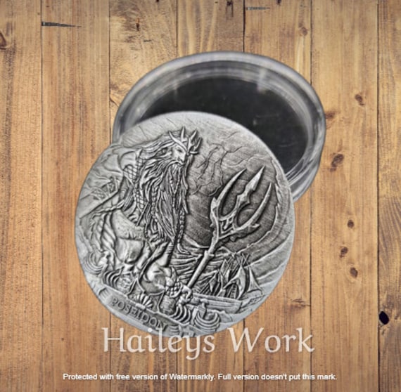 Poseidon Coin God of the Sea Roman Greek Mythology Gold | Etsy