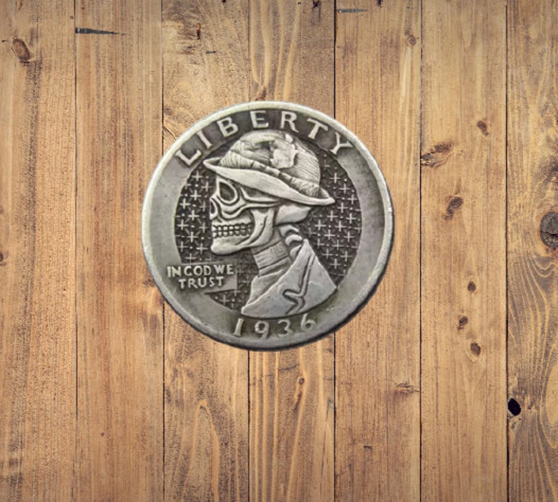 Hobo Quarter Washington Skull Skeleton Silver Casted US - Etsy UK