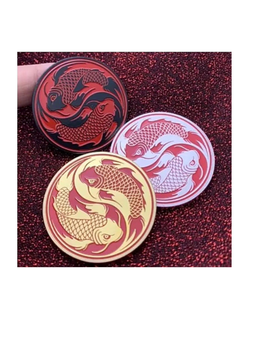Set of 3 Koi Fish Tai Chi Coin Collectible Magic Souvenir Collection ...