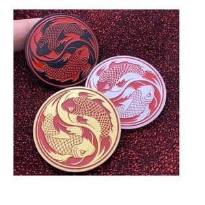 Set of 3 Koi Fish Tai Chi Coin Collectible Magic Souvenir Collection ...