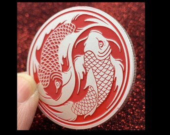 Red & Gold Koi Fish Tai Chi Coin Collectible Souvenir | Etsy
