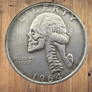 Hobo Quarter Washington Skull Skeleton Silver Casted US Christmas ...