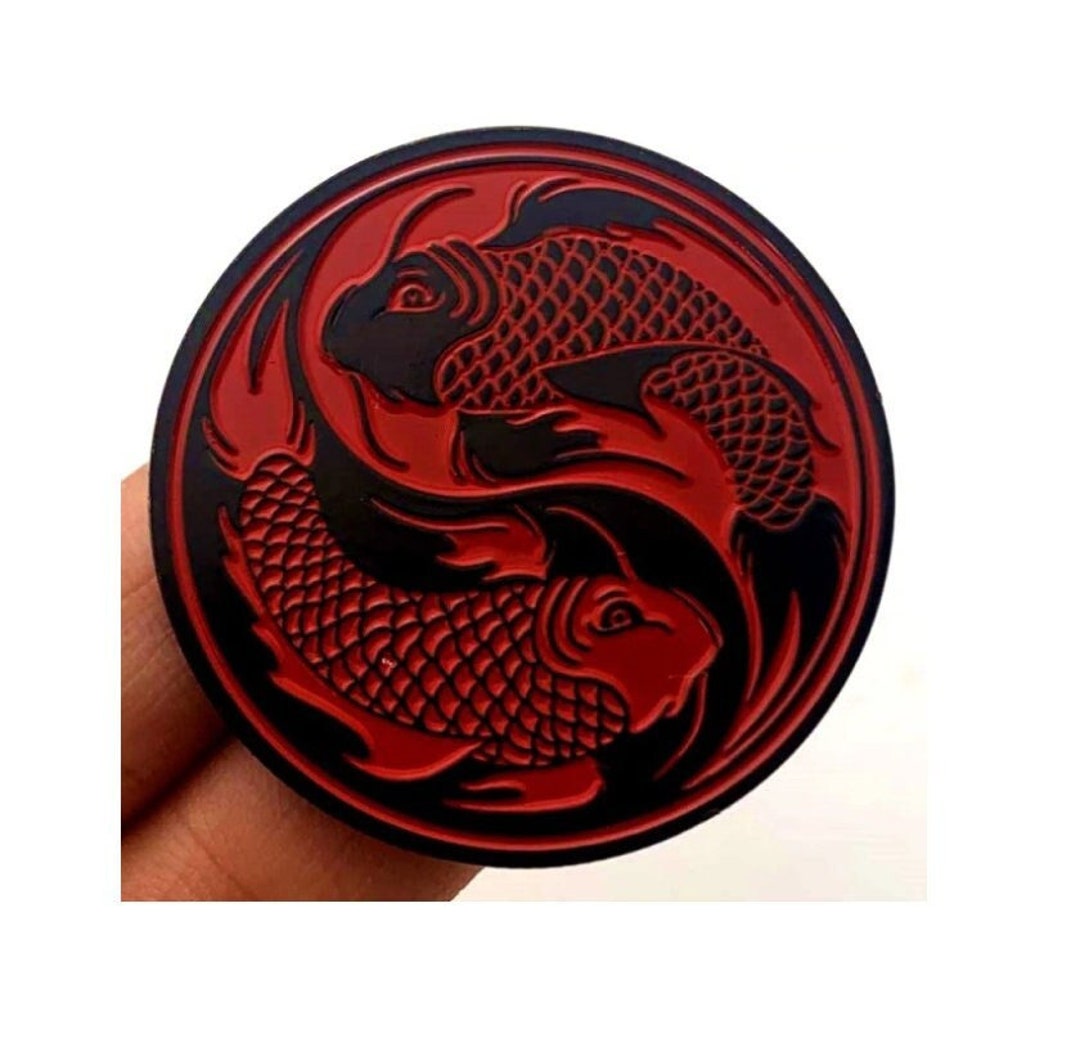 Black & Red Lucky Koi Fish Tai Chi Coin Collectible Magic Souvenir ...