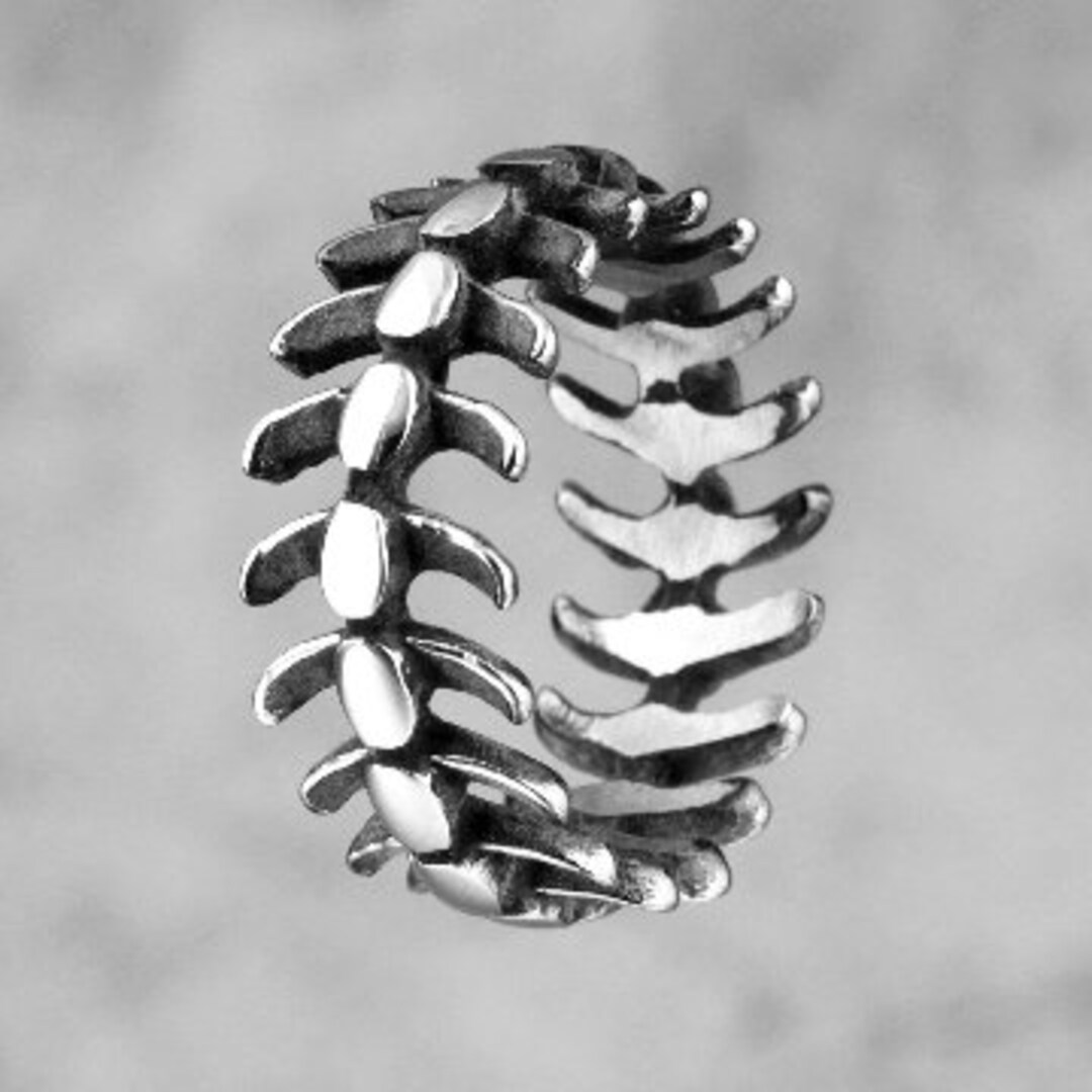 Hand Made Spine Bone Ring Skull Skeleton Bones Metal Body Universe With ...