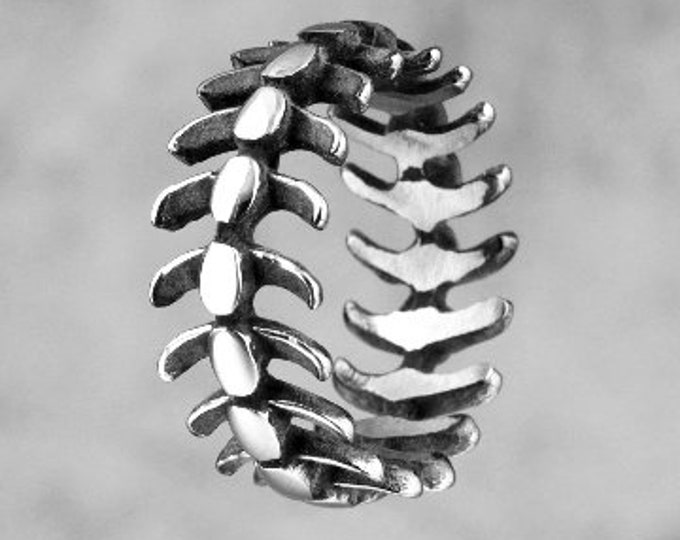 Hand Made Spine Bone Ring Skull Skeleton Bones Metal Body Universe With ...