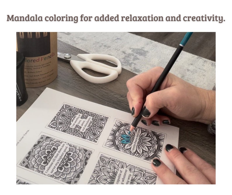 63 Printable Mindful Mandala Affirmation Card. Black and White Mindful ...