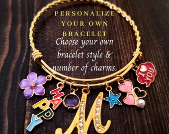 Design Your Own Custom Charm Bracelet Build Your Own Bangle - Etsy