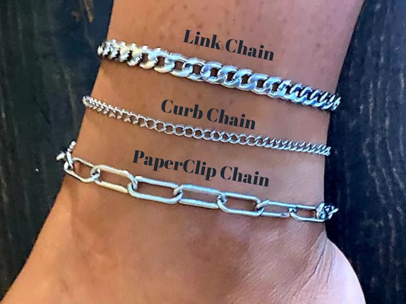 Ankle Bracelet, Paperclip Chain, Curb Chain, Dainty, WATERPROOF Ankle ...