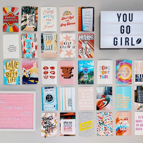 Trendy Happy Vibes Quotes Aesthetic Wall Collage Kit Digital | Etsy