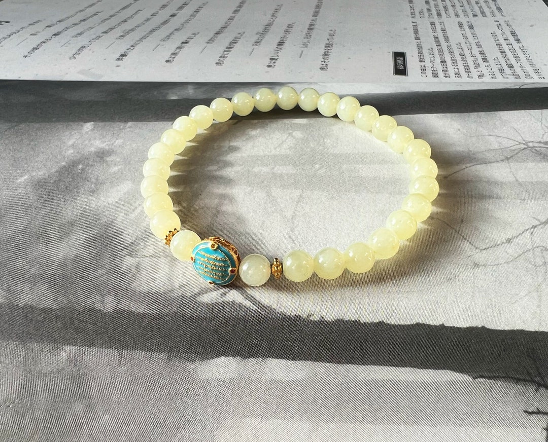 Yellow Nephrite Jade Beads Bracelet 6mm, Genuine Jade Jewelry - Etsy