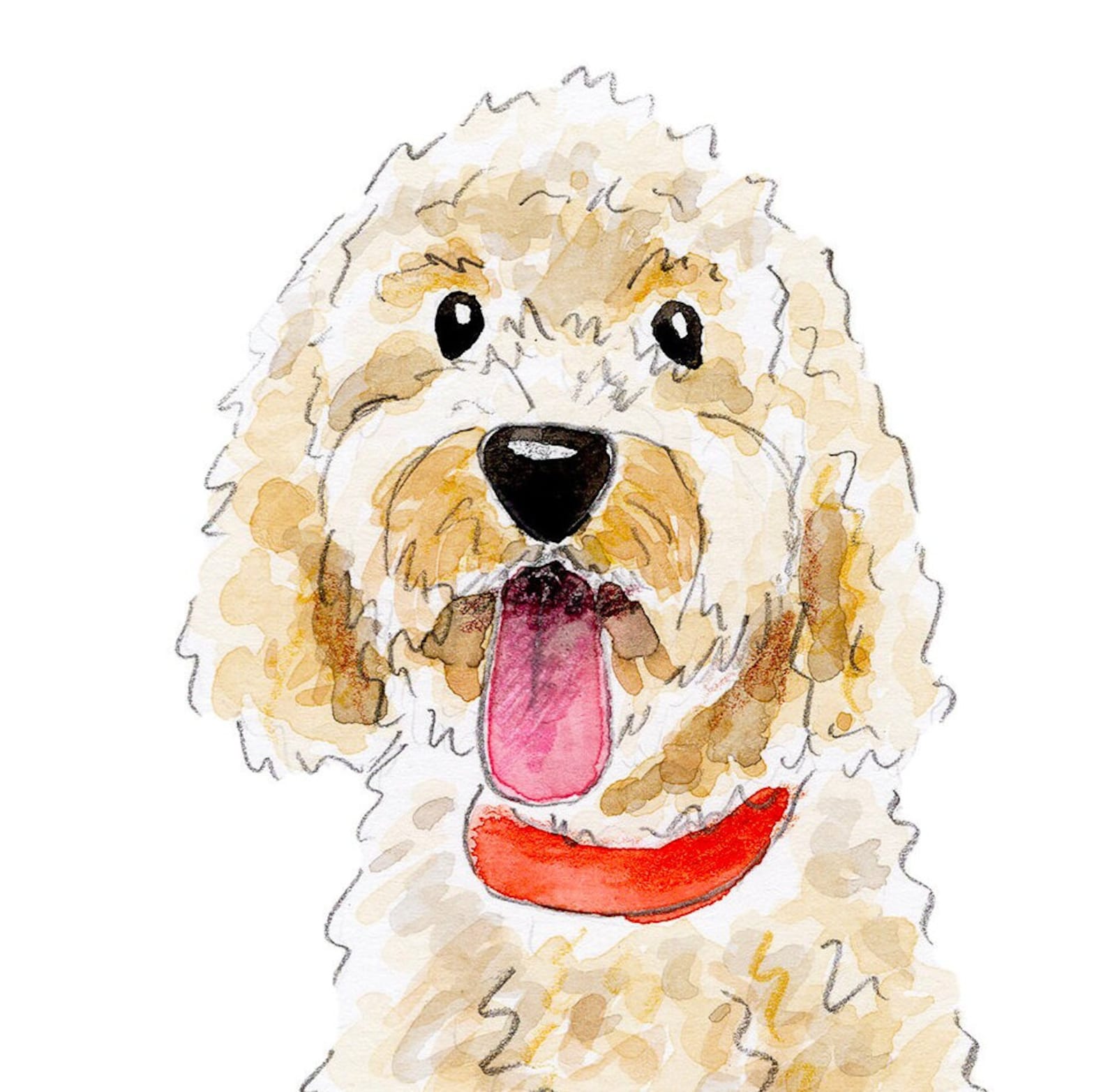 Print Goldendoodle (light) Illustration | Watercolor Art Print - Etsy