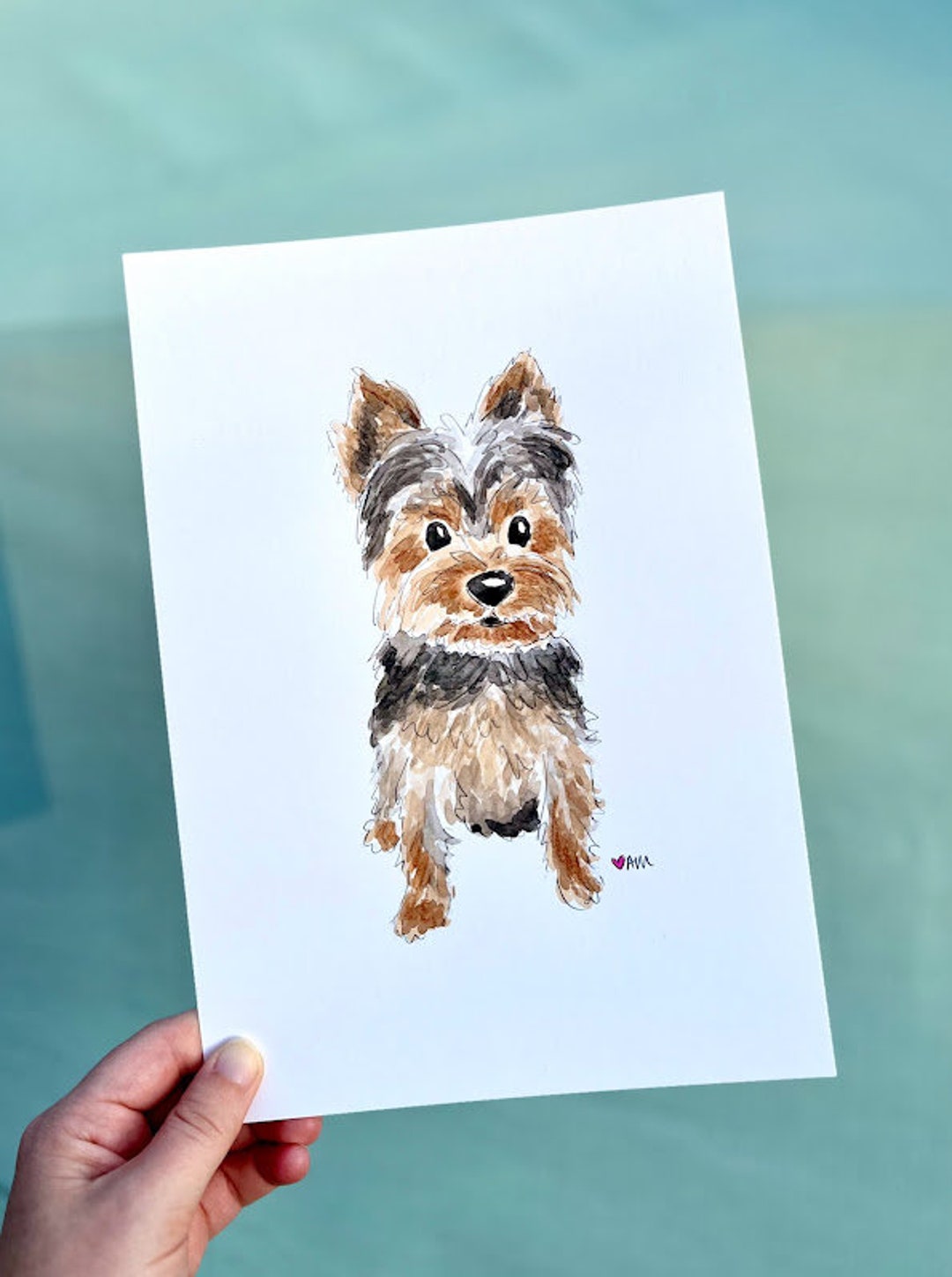 Print Yorkie Illustration | Watercolor Art Print - Etsy