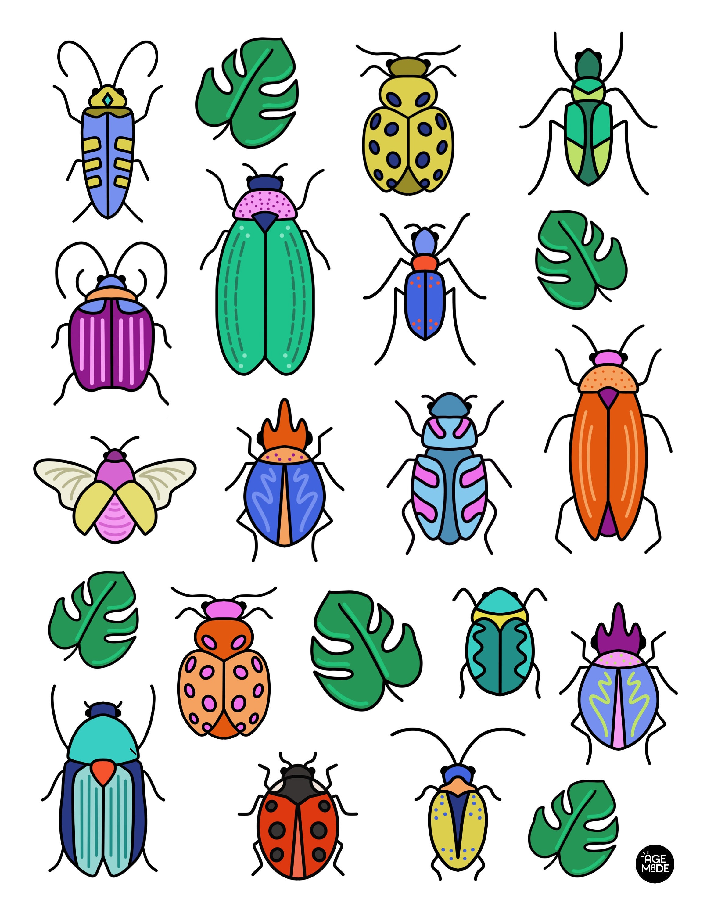 Beetle Temporary Tattoo Sheet, Bug Tats - Etsy