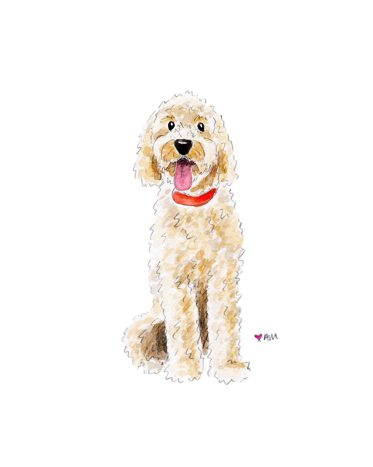 Print Goldendoodle (light) Illustration | Watercolor Art Print - Etsy