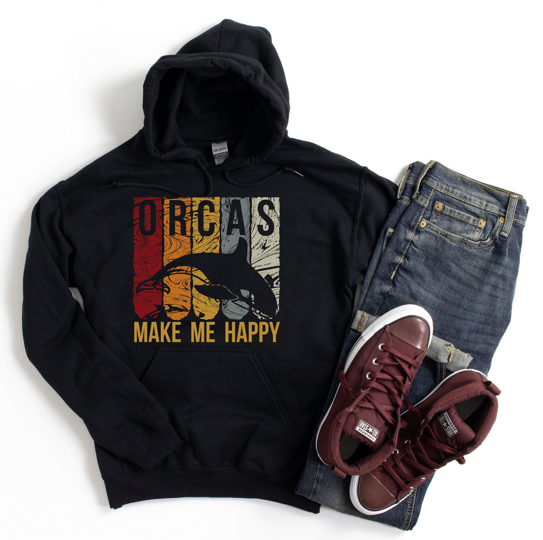 Orca Lover Gift, Orcas Make Me Happy, Pullover Hoodie, Orca Whale ...