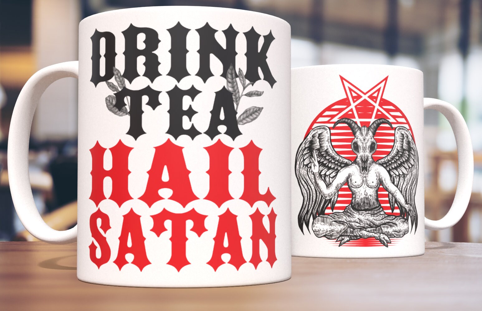 Drink Tea Hail Satan Lucifer BAPHOMET 666 Teufel Tee blätter Halloween ...