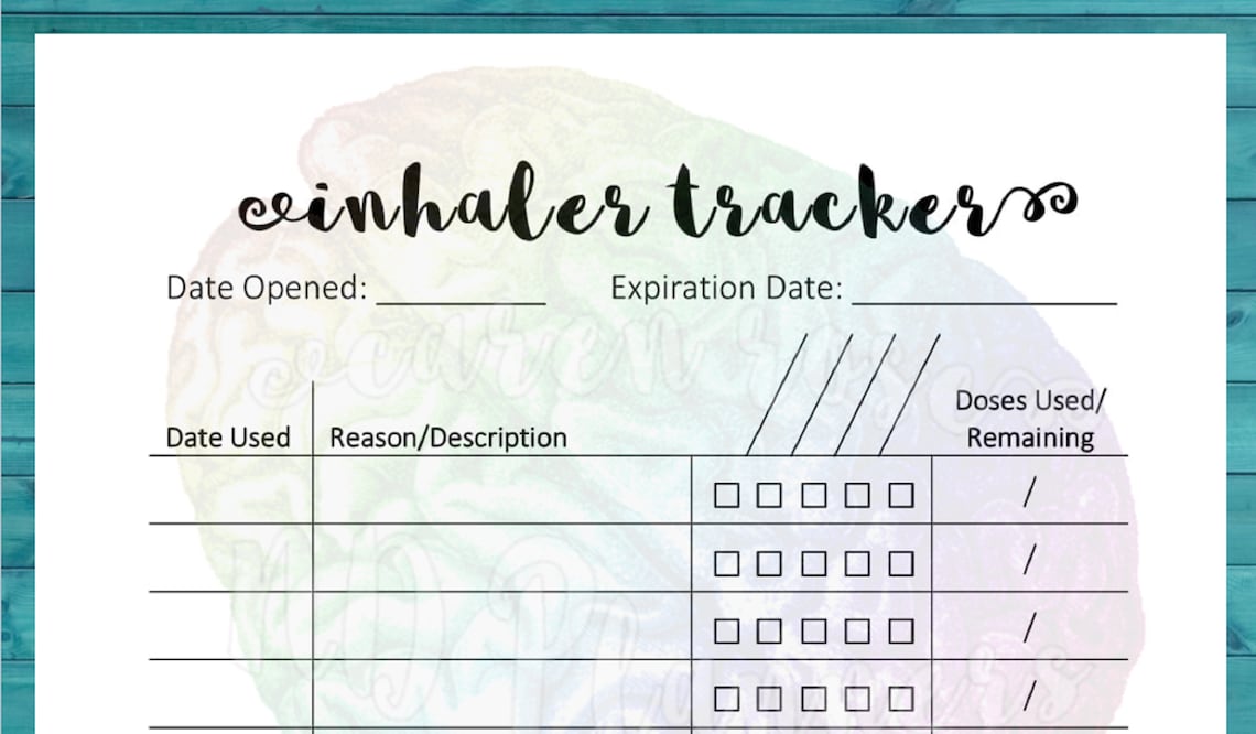 Asthma Inhaler Use Tracker - Bullet Journal/planner Page - 8.5 X 5.5 ...