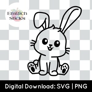 Easter Bunny Outline PNG, SVG, Commercial Use Instant Digital Download ...
