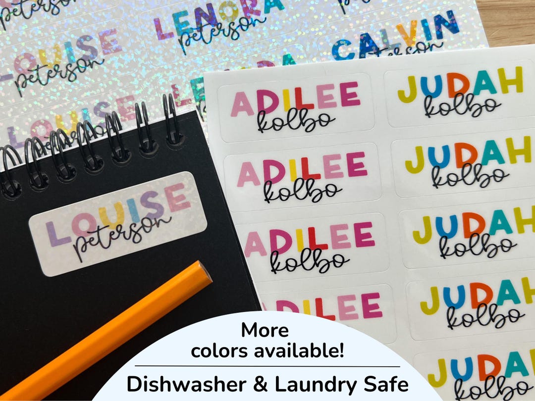 Custom Kids Name Stickers, Dishwasher Safe School Supply Sticker Sheet ...