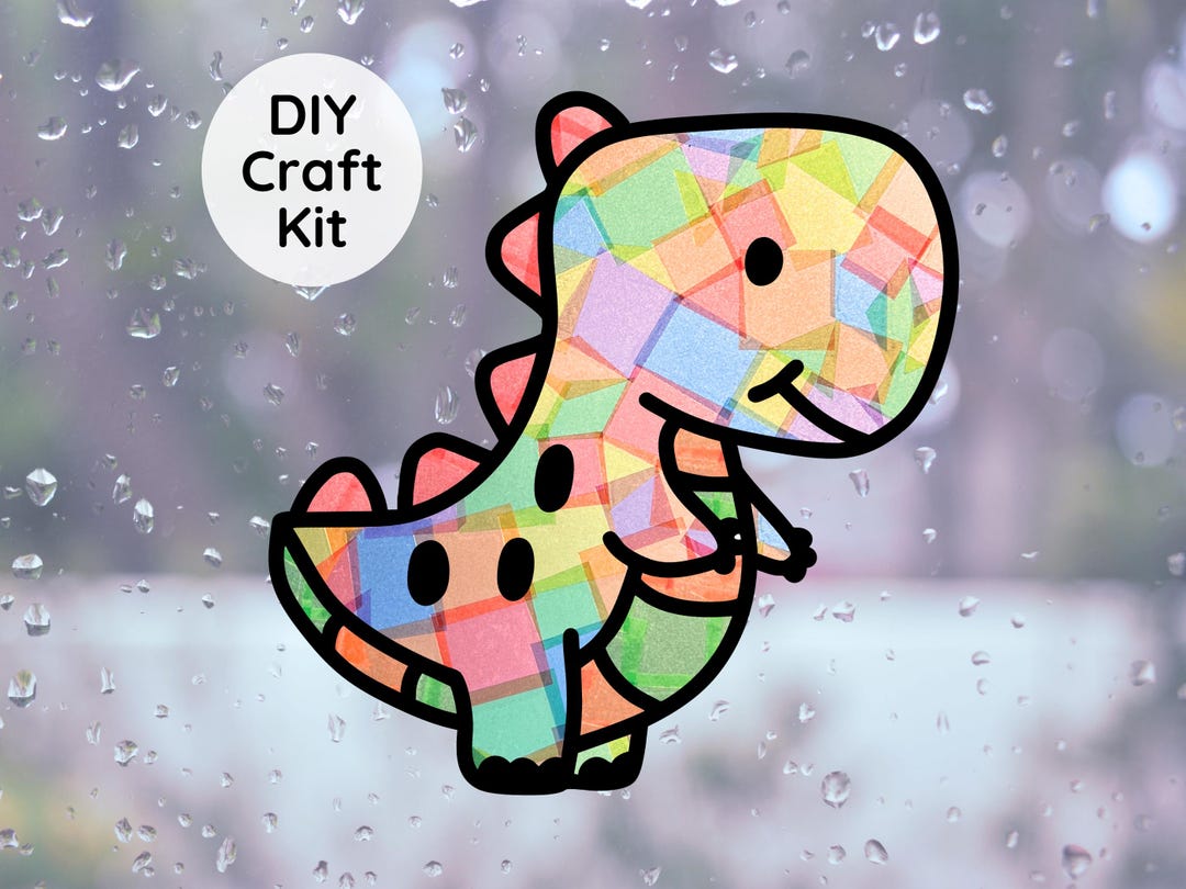 Dinosaur Suncatcher Craft Kit for Kids, Three Rex Birthday Party Favor ...