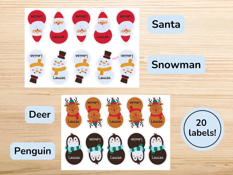 Christmas Character Gift Tags, Personalized Present Stickers, Custom ...