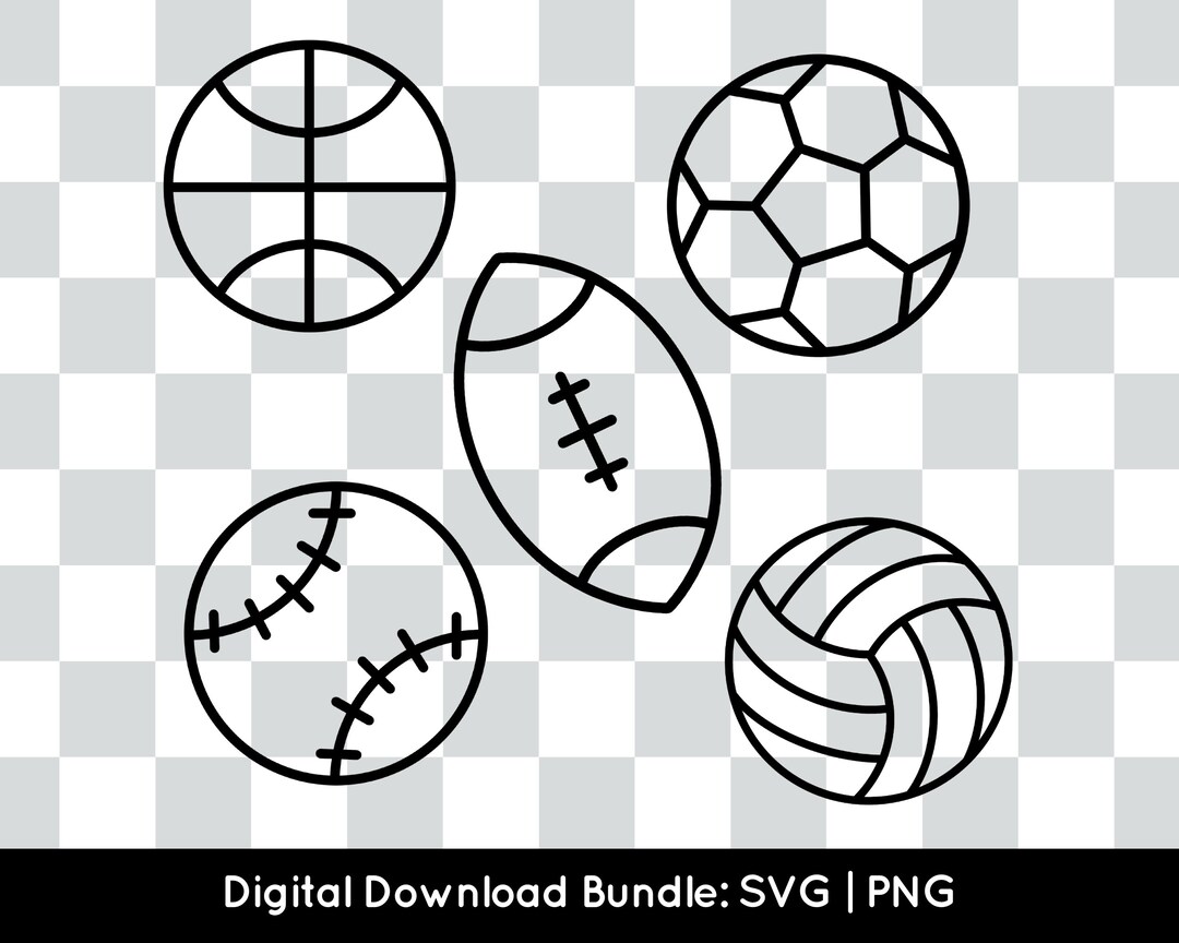 Sport Balls Bundle PNG SVG, Athletic Svg Cut File for Cricut or ...