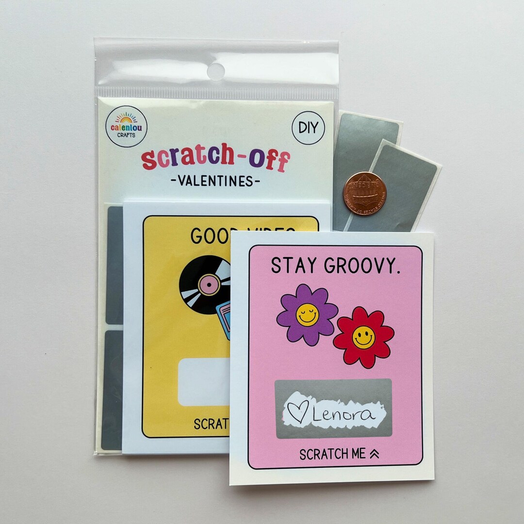 Groovy Valentines Day Scratch off Cards for Kids, 90s Retro Valentine ...